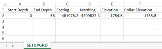 Excel Import File Format - Single and Multiple Boreholes